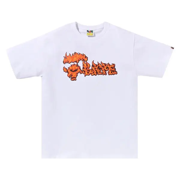 A BATHING APE Flame Ape Face Tee /red - White