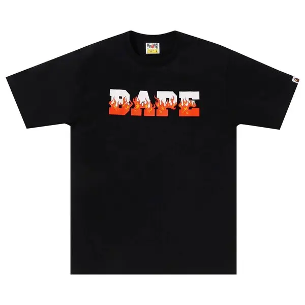 A BATHING APE Flame Logo Tee - Black