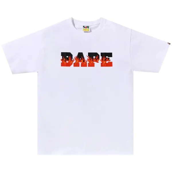 A BATHING APE Flame Logo Tee /red - White