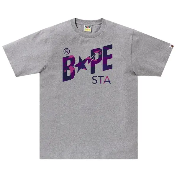A BATHING APE Color Camo Sta Logo Tee - Grey
