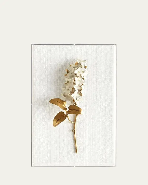 TOMMY MITCHELL Original Gilded Lilac On White Linen - Gold