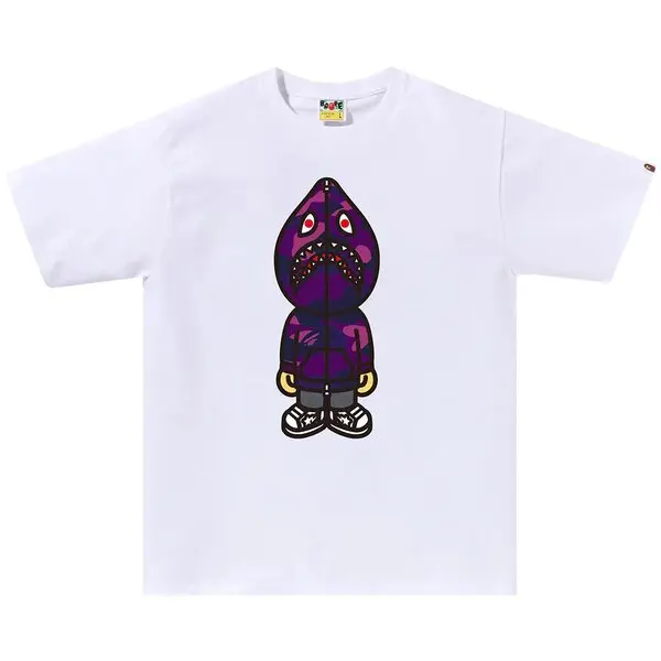 A BATHING APE Color Camo Classic Milo Shark Tee /purple - White