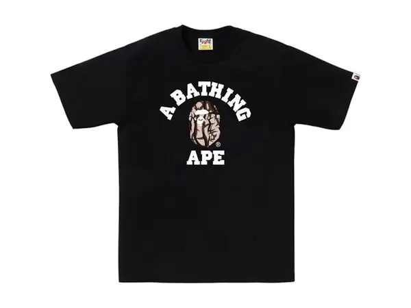 A BATHING APE Trial Camo College Tee Shirt - Black/beige