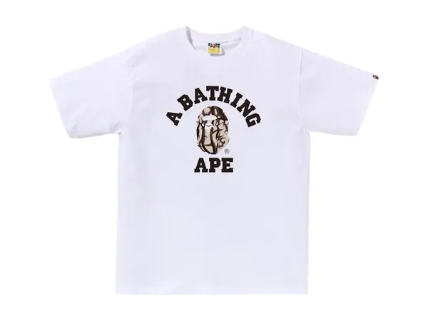 A BATHING APE Trial Camo College Tee Shirt - White/beige