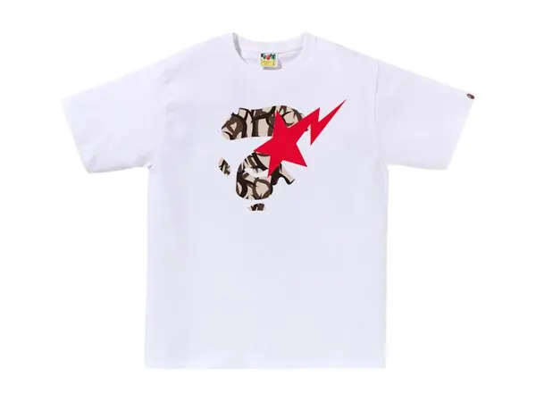 A BATHING APE Trial Camo Ape Face Sta Tee Shirt - White/beige