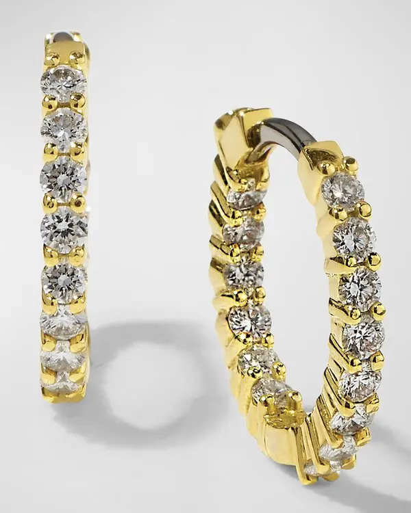 Roberto Coin 18k Gold Diamond Huggie Hoop Earrings - Yellow Gold