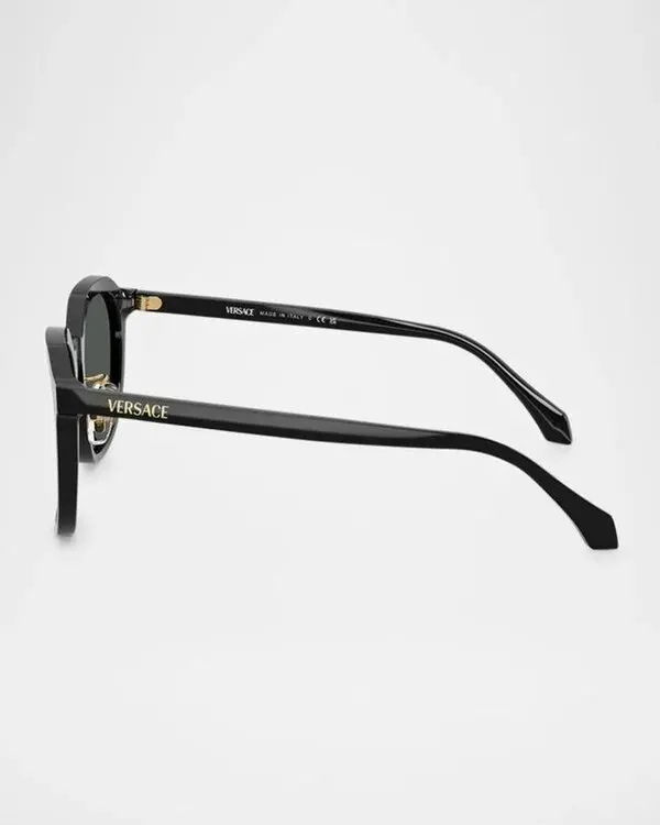Versace Ve4493d Round Frame Sunglasses - Black