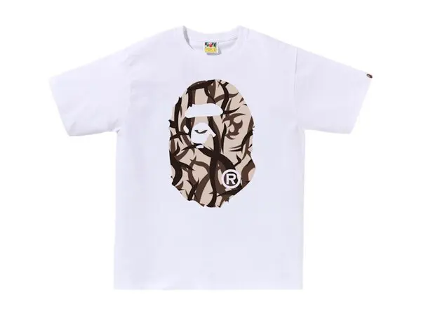 A BATHING APE Trial Camo Big Ape Head Tee Shirt - White/beige