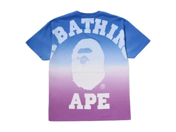 A BATHING APE Gradation Big College Oversized Tee Shirt - Blue