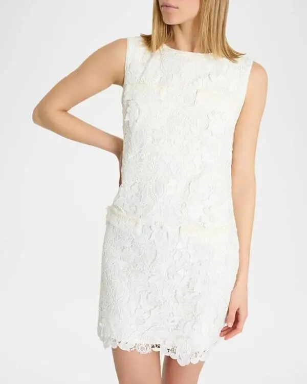 MILLY 3d Garden Lace Mini Dress - White