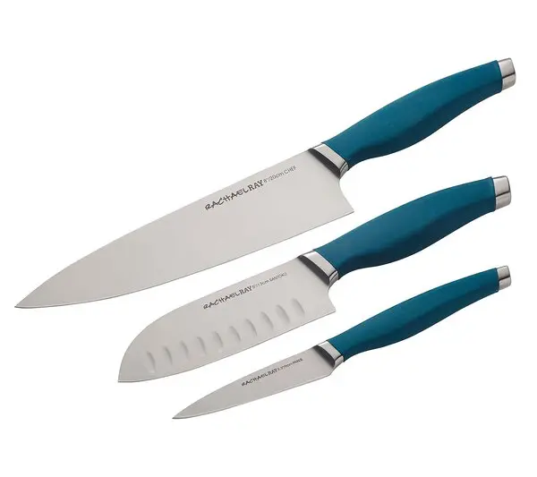 RACHAEL RAY Cutlery Japanese Stainless Steel Chef Knife Set, 3-piece - Silver
