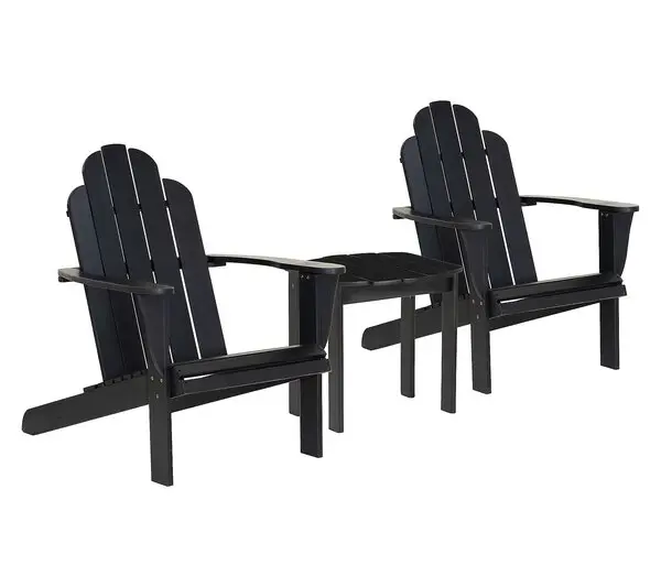 LINON Home Black Adirondack 2 Chairs And Table Pc Set