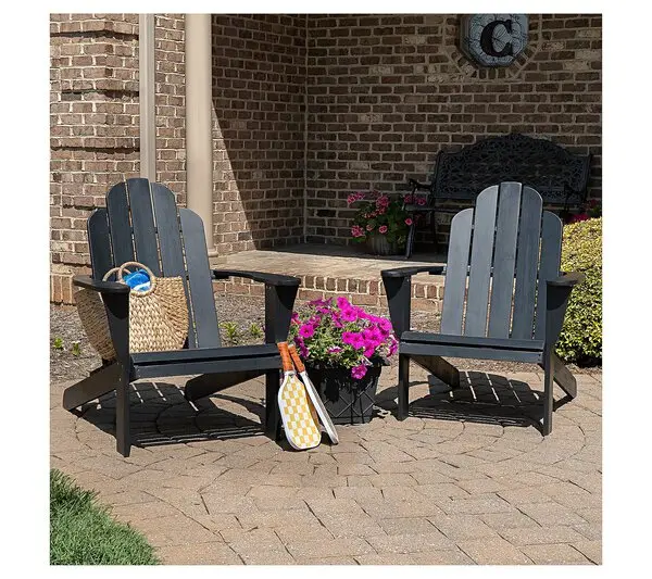 LINON Home Black Adirondack Chairs Set Of 2 - One-color