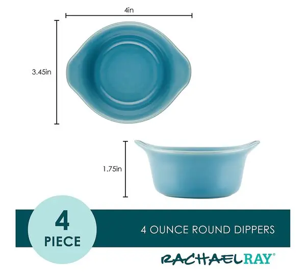 RACHAEL RAY Ceramics Round Ramekin Dipper Cup Set, 4-piece