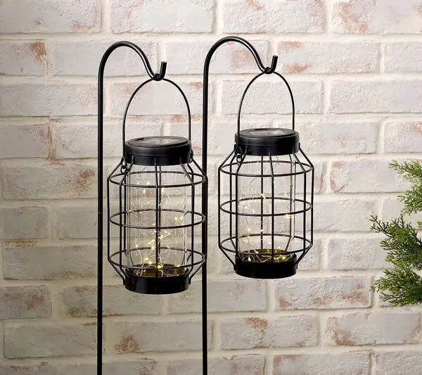 GARDEN REFLECTIONS As Is S/2 Solar Lanterns With Hooks