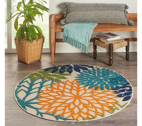 NOURISON HOME Aloha Tropical 4' X Round Rug - One-color