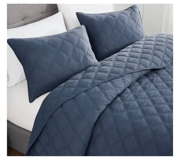 BROOKLYN LOOM Diamond Washed Cotton King Quilt Set