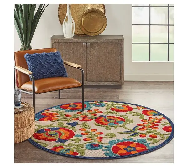 NOURISON HOME Aloha Farmhouse 5'3' X Round Rug - One-color