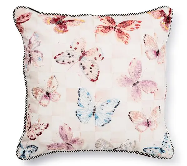 MACKENZIE-CHILDS Eternity Butterfly Checked Thr Ow Pillow - One-color