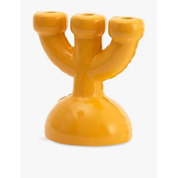 HOME STUDYO Eric Ceramic Candelabra 22cm - Yolk Yellow Gloss