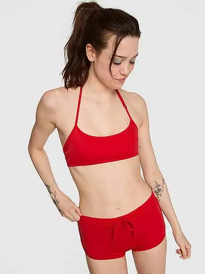 Pink By Frankies Bikinis Sporty Bikini Top - Red