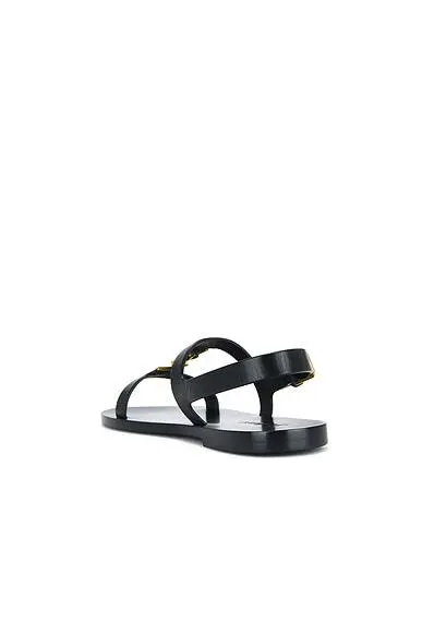 Saint Laurent Cassandra Flat Sandal With Gold-tone Hardware