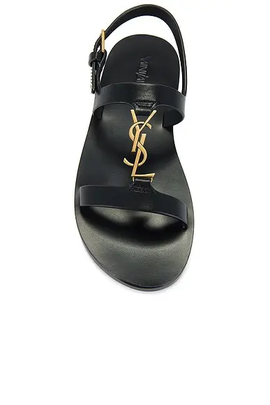 Saint Laurent Cassandra Flat Sandal With Gold-tone Hardware