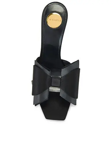 Saint Laurent Black Satin And Leather Tuxedo Stiletto Sandals