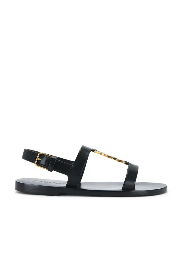 Saint Laurent Cassandra Flat Sandal - Nero