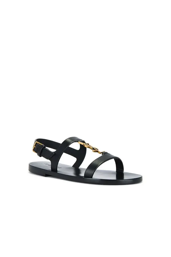 Saint Laurent Cassandra Flat Sandal - Nero