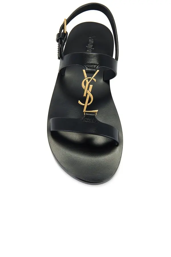 Saint Laurent Cassandra Flat Sandal - Nero