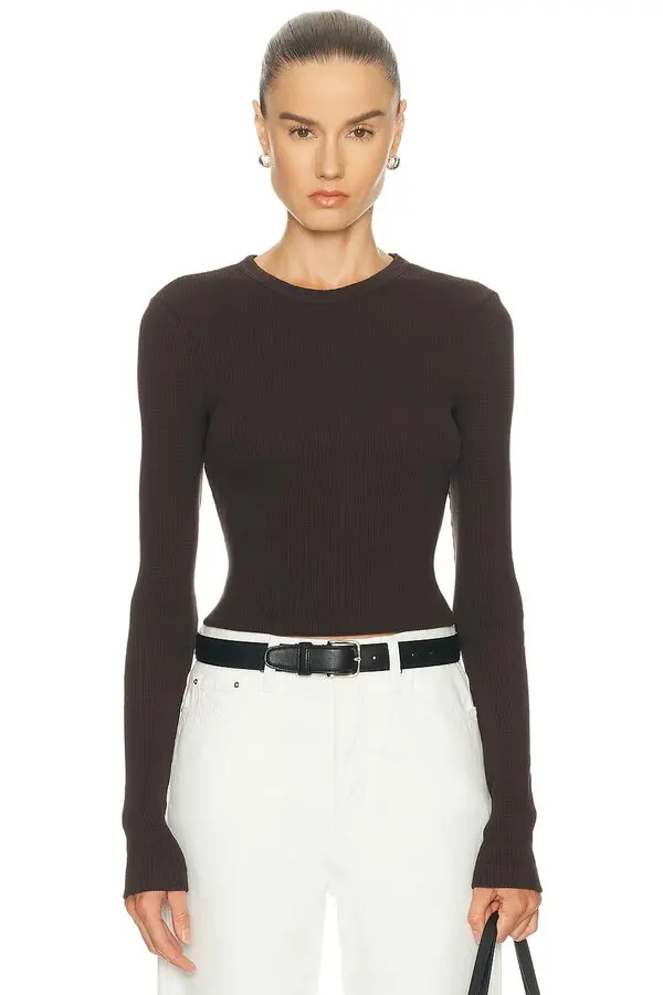 Citizens Of Humanity Pilar Waffle Crewneck Top - Chocolate