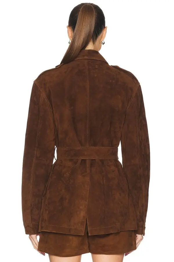 AEXAE Leather Suede Mid Jacket - Suede Honey Brown