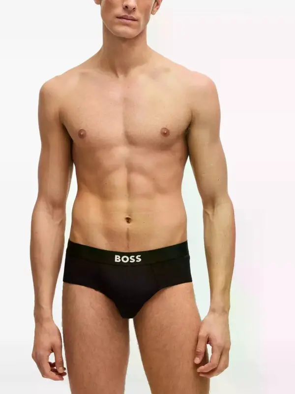 BOSS Logo-waistband Briefs - Black