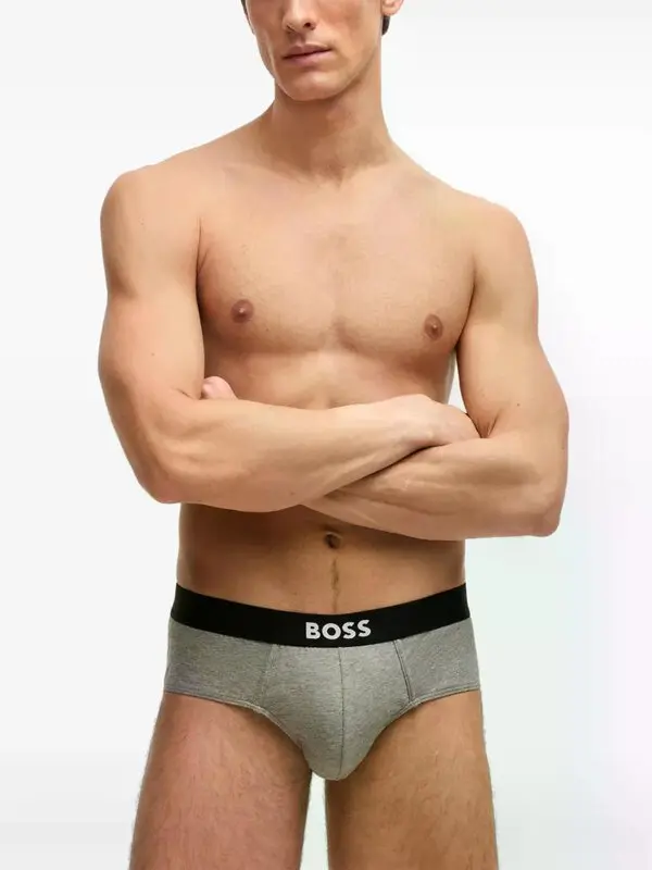 BOSS Logo-waistband Briefs - Black