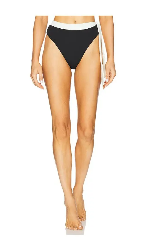 AWAY THAT DAY Tahiti Bikini Bottom - Black & Ivory
