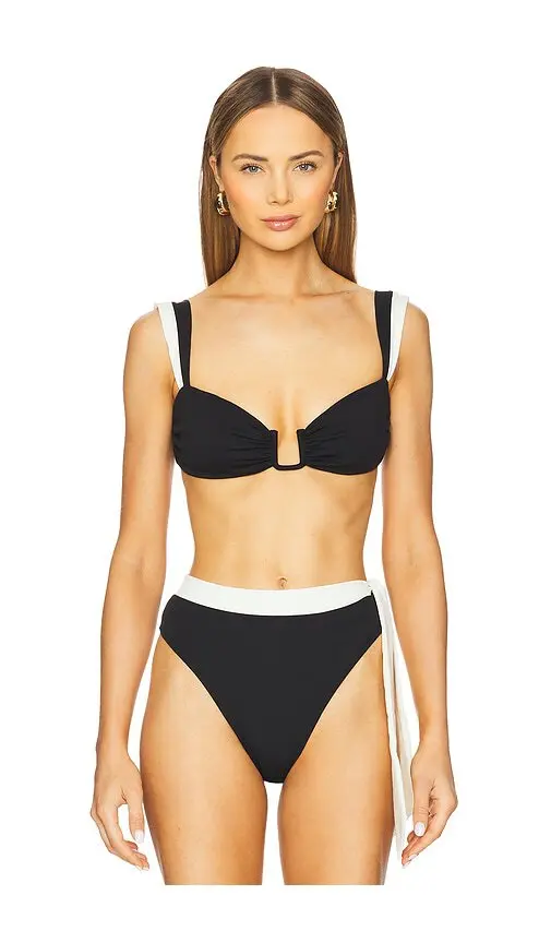AWAY THAT DAY Cannes Bikini Top - Black & Ivory