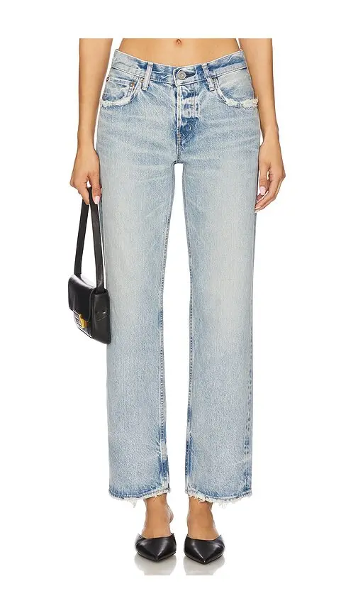 Moussy Vintage Wildwood Straight Low Jeans - Light Blue