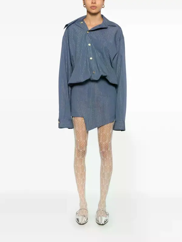 A Paper Kid Pinstriped Mini Dress In Blue - 55% Off | Editorialist