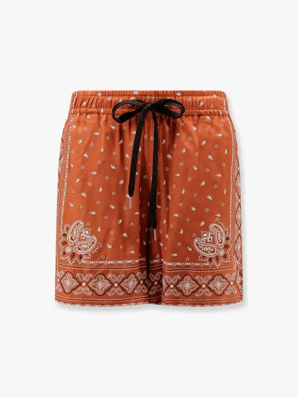 Pinko Viscose Bandana Print Shorts - Orange