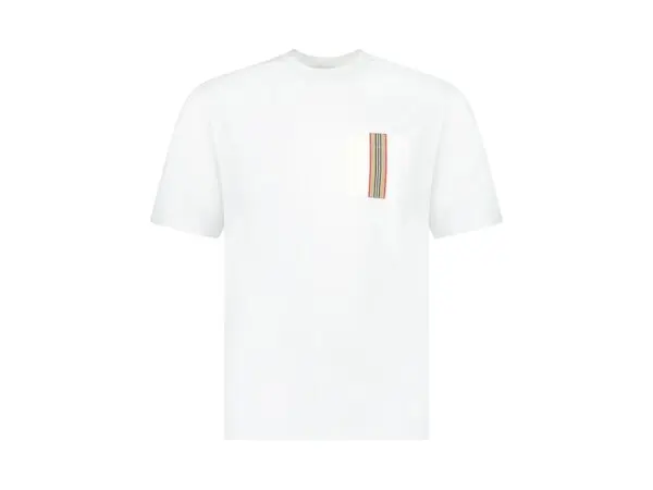 Burberry Stripe Trim Pocket Cotton T-shirt - White