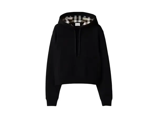 Burberry Talley Embroidery Logo Check Hooded Sweatshirt