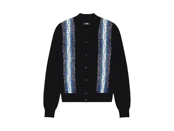 Amiri Crystal Cable Knit Polo Shirt