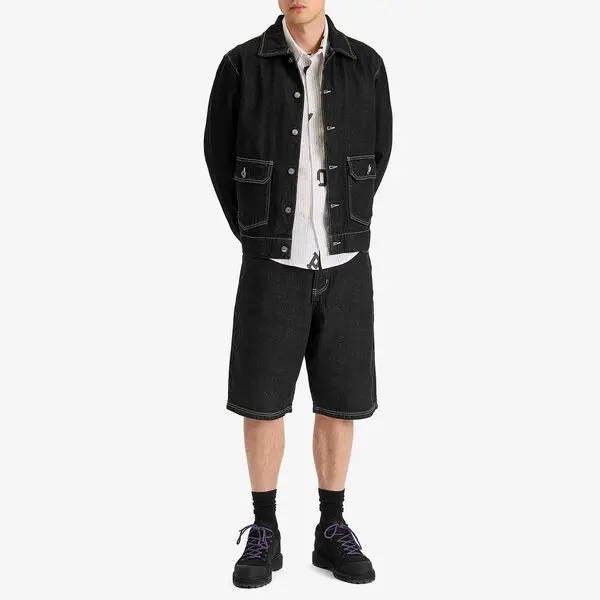 POP TRADING COMPANY Drs Denim Shorts - Black Denim