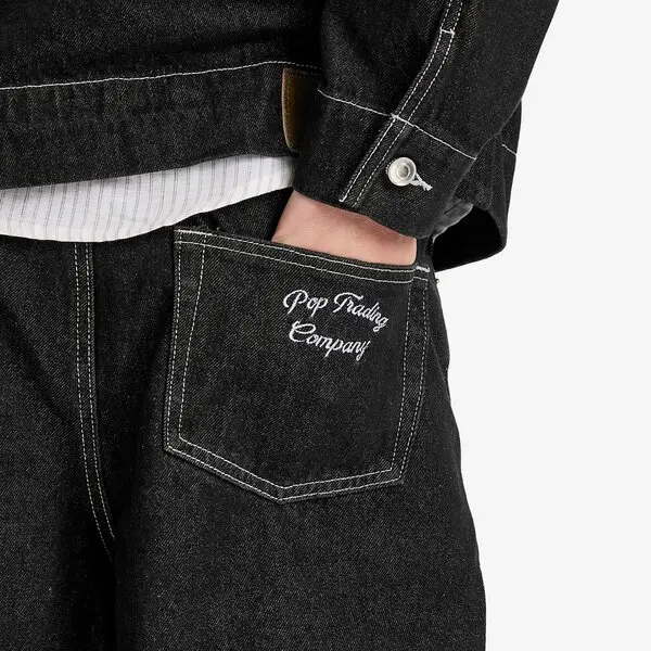 POP TRADING COMPANY Drs Denim Shorts - Black Denim