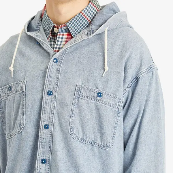BEAMS Chambray Hooded Shirt