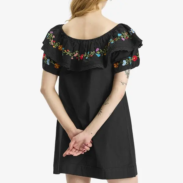 Rixo Saige Ombre Floral Embroidered Mini Dress In Ombre Floral Embroidery  Black - 50% Off | Editorialist
