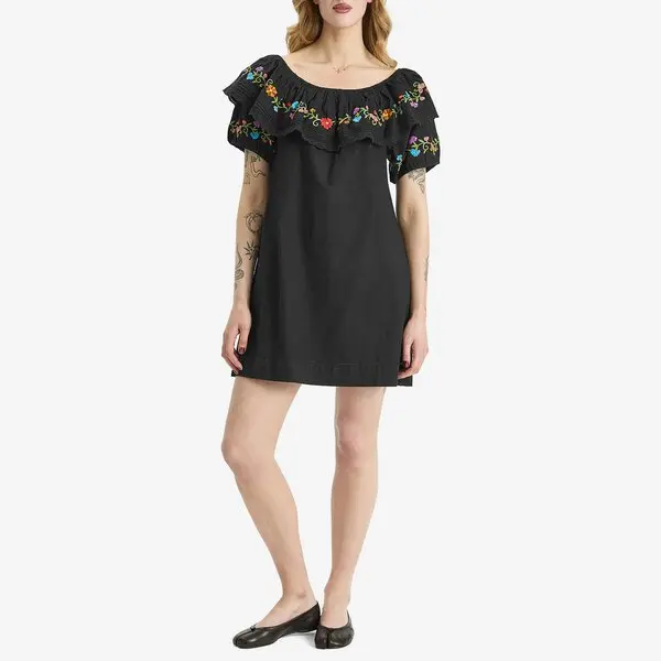 Rixo Saige Ombre Floral Embroidered Mini Dress In Ombre Floral Embroidery  Black - 50% Off | Editorialist