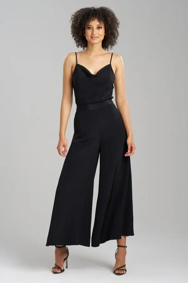 Natori Couture Silk Crepe Palazzo Pants - Black