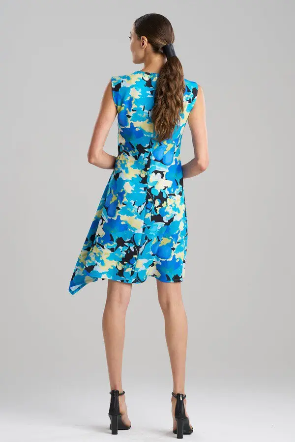 Natori Floral Side Drape Dress